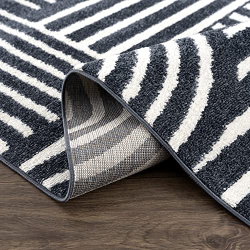 Abani Contemporary Mid-Century Design 5’3” x 7’6” (5'x8') Area Rug Rugs - Modern Non-Shed Arches Print Cream & Black Bedroom Rug