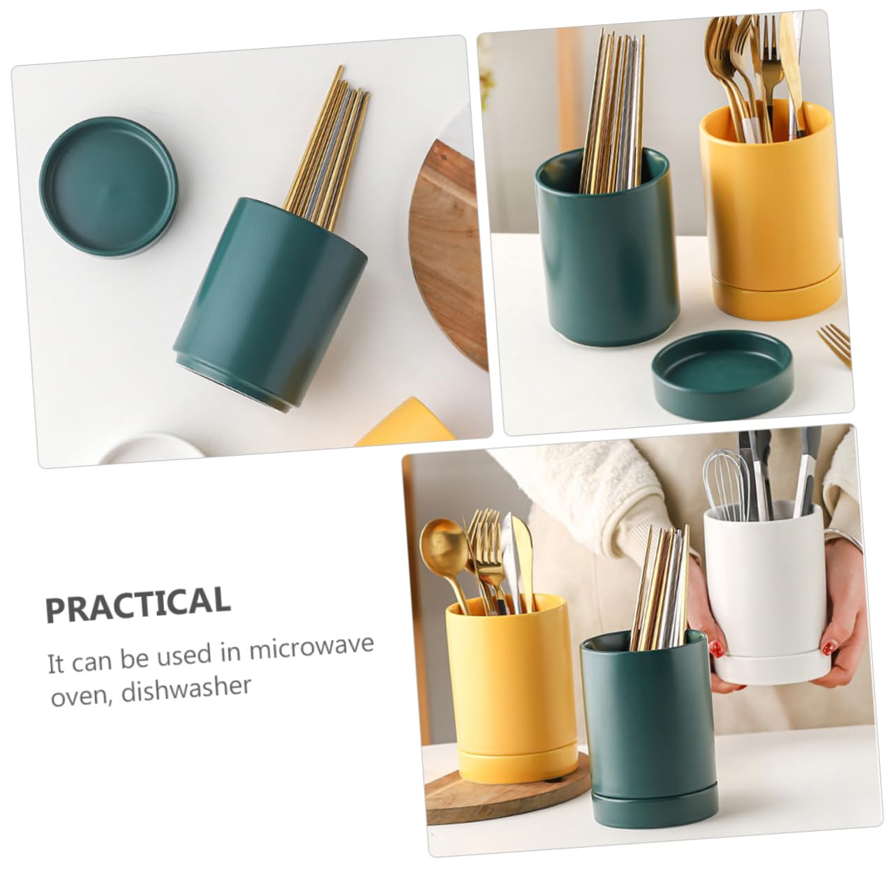 Luxshiny Kitchen Storage 1 Set Chopstick Holder Ceramics Counter Spoon Stand