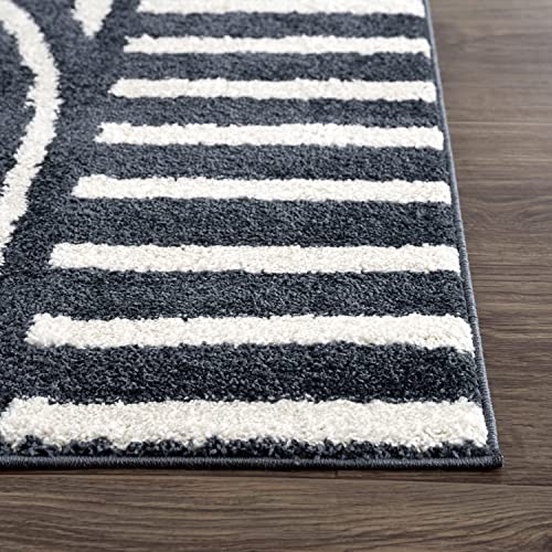 Abani Contemporary Mid-Century Design 5’3” x 7’6” (5'x8') Area Rug Rugs - Modern Non-Shed Arches Print Cream & Black Bedroom Rug