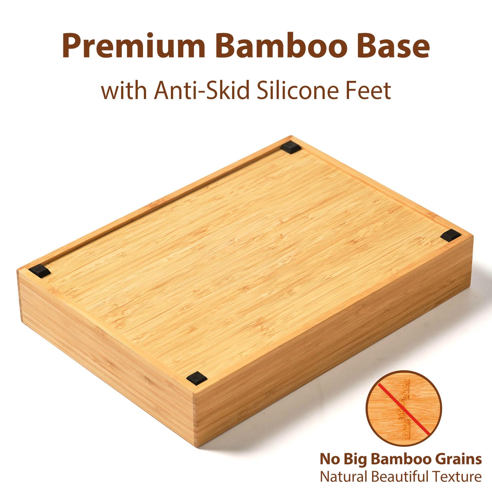 Umilife Bamboo Kitchen Drawer Organizer, 11 Inch Silverware Utensils Tray Holder with Grooved Dividers, 2.4" High Wood Caddy for Flatware Cutlery Knives