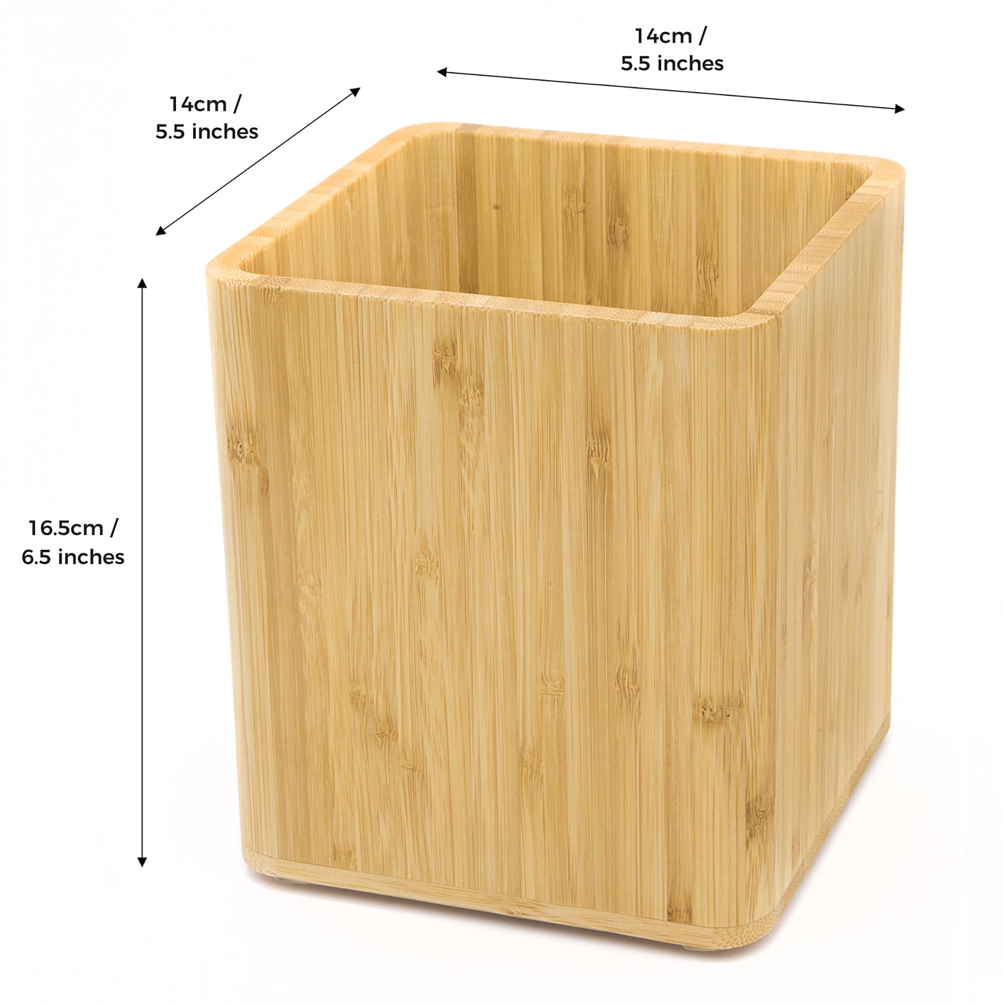 Dehaus® Stylish Large Bamboo Utensil Holder - Premium Wooden Kitchen Utensil Organizer - Utensil Caddy for Countertop - Counter Storage Crock for Cooking Spoon, Spatula, Silverware or Flatware