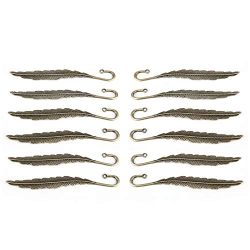 12Pcs Vintage Metal Feather Bookmarks, Mermaid Hooks Shaped Bookmark