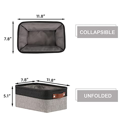 HNZIGE Storage Basket Bins Collapsible Storage Baskets for Organizing Shelf Closet Bedroom, Perfect Storage Bin with Handles for Closet, Clothes, Toy, Home(Black 15" x 11" x 9.5",11.8" x 7.8" x 5.1")