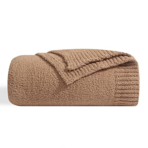 bearberry Super Soft Knit Throw Blanket Lightweight Cozy Warm Fluffy Throw Blankets for Couch Bed Sofa (Camel, 50”x60”)