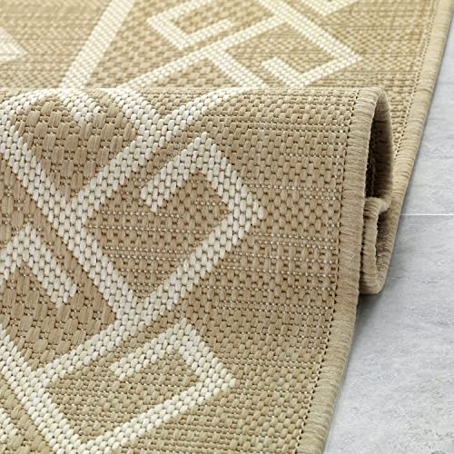 Antep Rugs Patio 8x10 Outdoor/Indoor Southwest Aztec Native Area Rug (Beige, 7'10" x 10')
