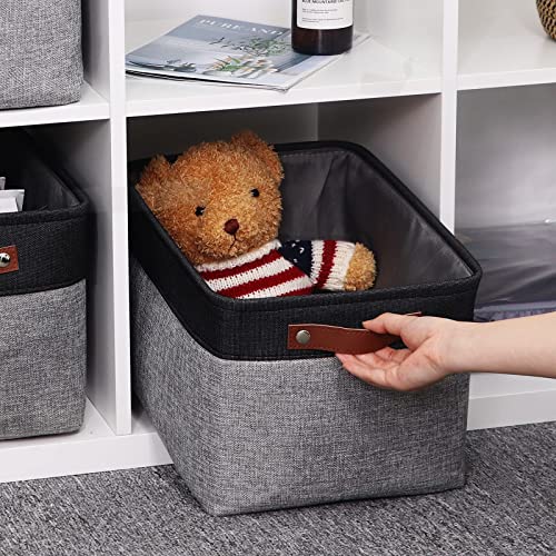 HNZIGE Storage Basket Bins Collapsible Storage Baskets for Organizing Shelf Closet Bedroom, Perfect Storage Bin with Handles for Closet, Clothes, Toy, Home(Black 15" x 11" x 9.5",11.8" x 7.8" x 5.1")
