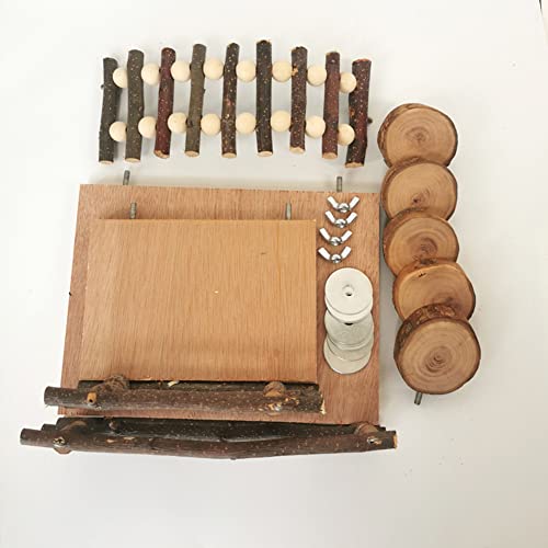 Hamster Climbing Toys, 2 Layer Wooden Activity Platform, Rat Toys, Rat Cage Accessories with Chewing Toys for Hamster Bear Squirrels Hedgehogs Parrots Climbing Ladder