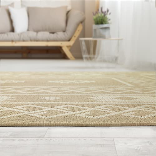 Antep Rugs Patio 8x10 Outdoor/Indoor Southwest Aztec Native Area Rug (Beige, 7'10" x 10')