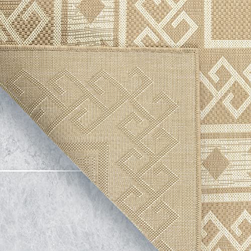 Antep Rugs Patio 8x10 Outdoor/Indoor Southwest Aztec Native Area Rug (Beige, 7'10" x 10')