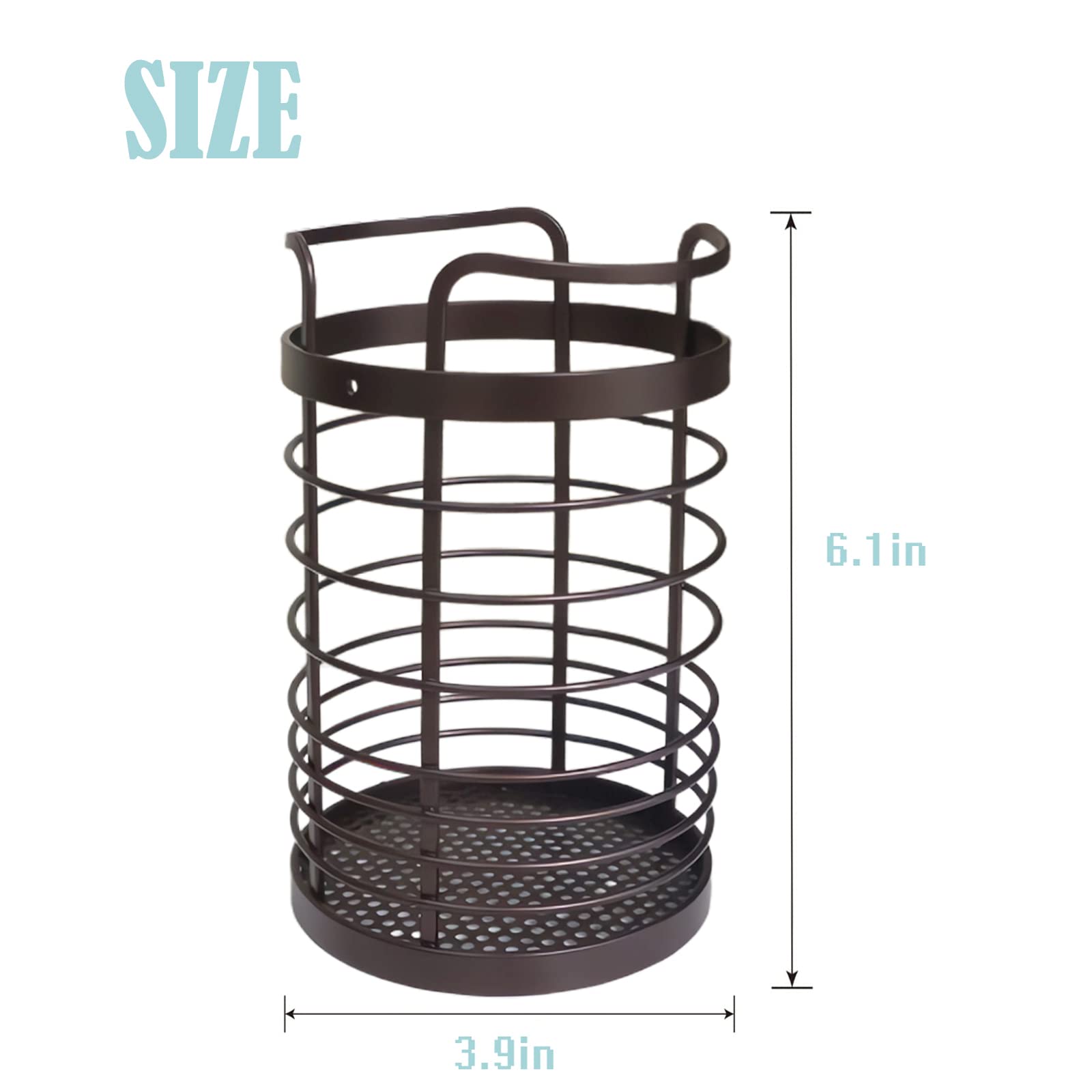 NONAKO Utensil holder for Kitchen Counter - Round kitchen utensil holder for countertop (H6.1” x W3.9”), Utensil Caddy Rustic Cooking Utensil Crock for Kitchen Decor