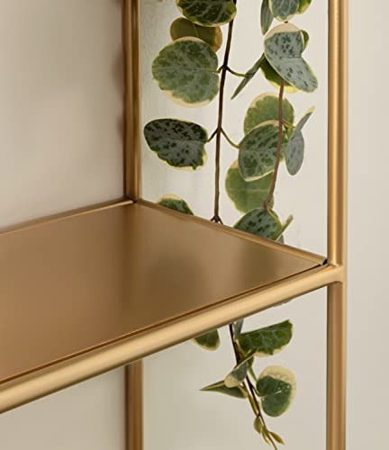 Kate and Laurel Monroe Modern Arched Wall Shelf, 18 x 31, Gold, Decorative 3 Tier Floating Wall Shelves with Glamorous Finish and Robust Storage Capacity