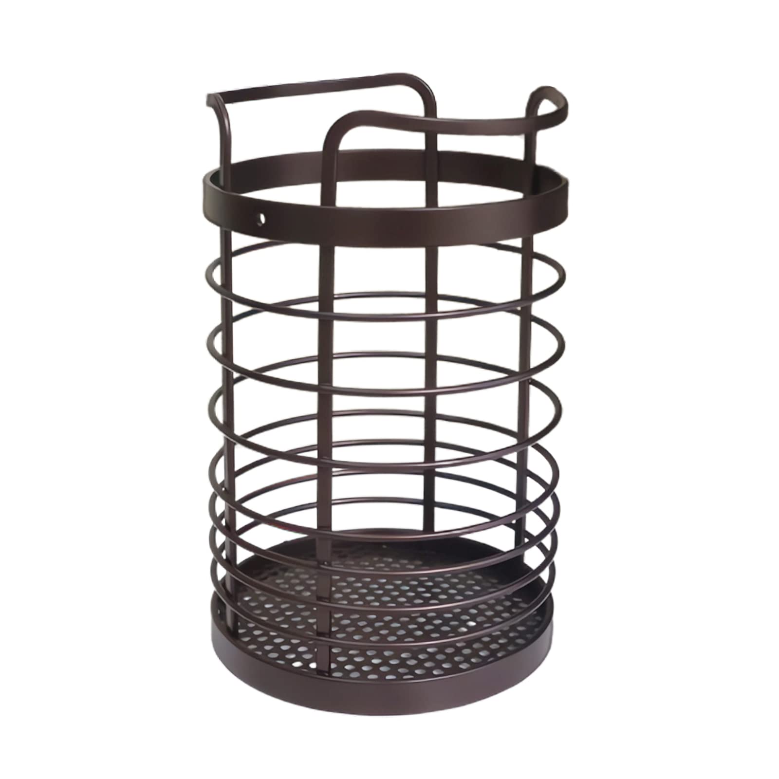 NONAKO Utensil holder for Kitchen Counter - Round kitchen utensil holder for countertop (H6.1” x W3.9”), Utensil Caddy Rustic Cooking Utensil Crock for Kitchen Decor
