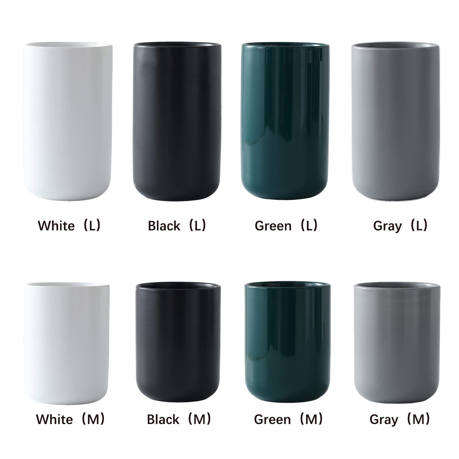 TITA-DONG Ceramic Kitchen Utensil Holder for Countertop, Matte White Utensil Crock with Non Slip Unglazed Base, Farmhouse Utensil Caddy for Kitchen Tools Farmhouse Kitchen Decor(M/Green)