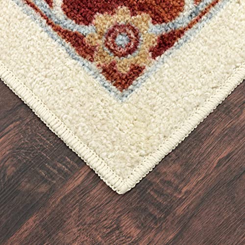 Maples Rugs Stina Vintage Medallion Kitchen Rugs Non Skid Accent Area Carpet [Made in USA], Blue/Red, 2'6" x 3'10"