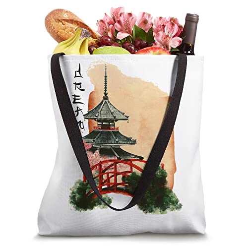 Vintage Japanese Pagoda Art Tote Bag