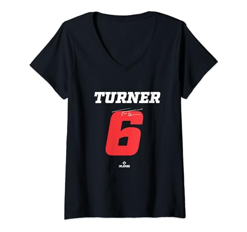 Womens Trea Turner MLBPA Los Angeles Baseball Fan MLB Players V-Neck T-Shirt
