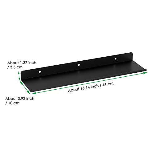 16" Metal Floating Shelves Wall Mounted Shelf, Floating Shelves Metal Ledge Shelves Hanging Wall Decor Shelf for Living Room, Bedroom, Bathroom, Kitchen,4 Pack