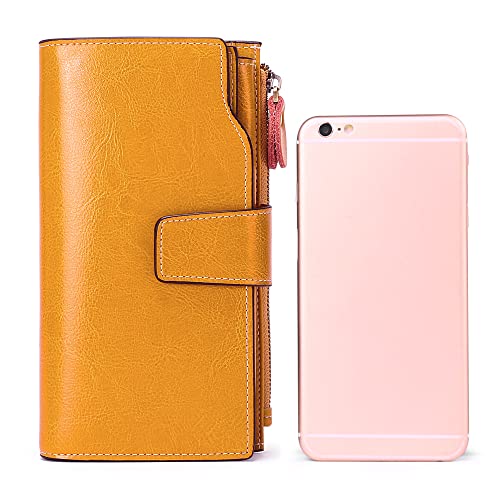 SENDEFN Women Leather Wallets RFID Blocking Clutch Card Holder Ladies Purse with Zipper Pocket
