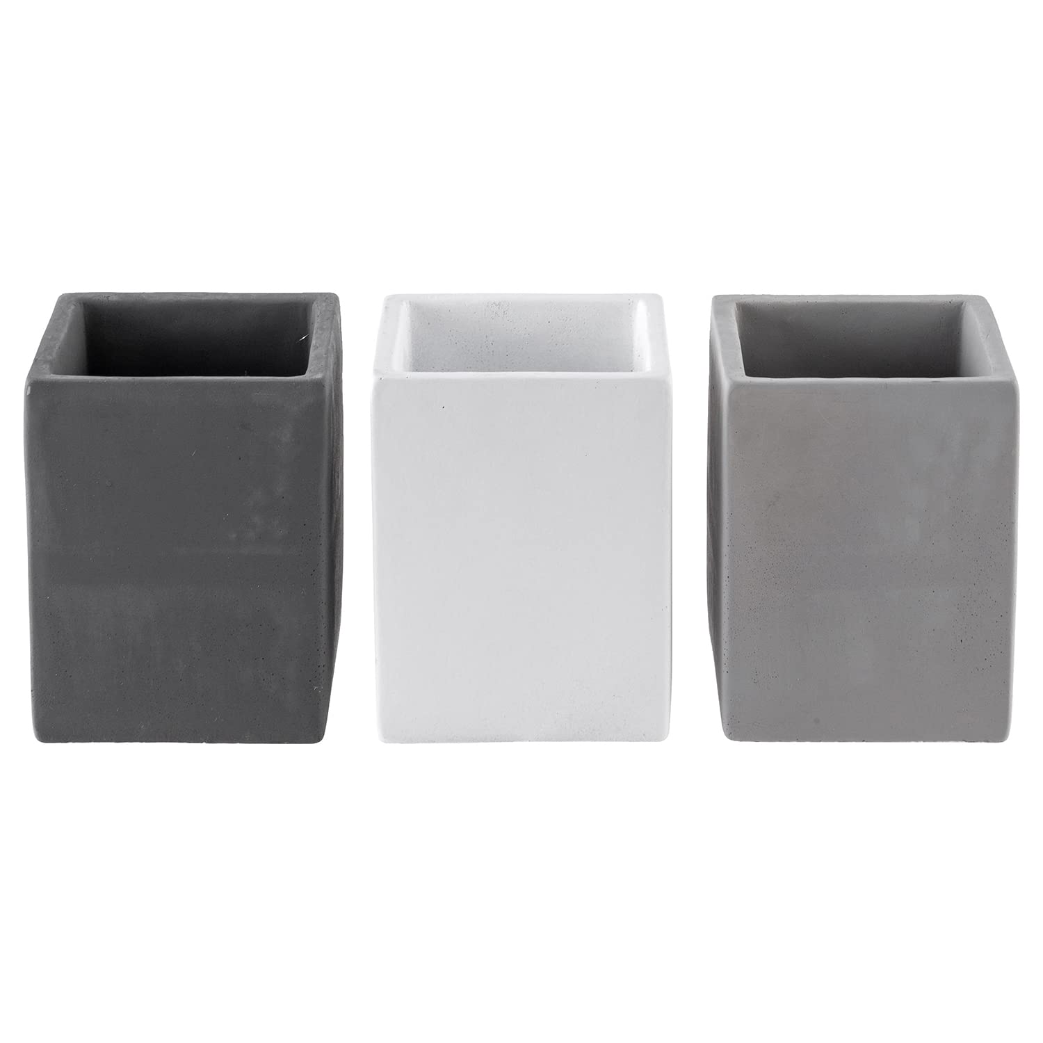 MyGift Deluxe Modern Gray Monochrome Concrete Kitchen Dining Utensil Holders - Cooking Tools and Accessories Storage Organizer Crocks, Set of 3