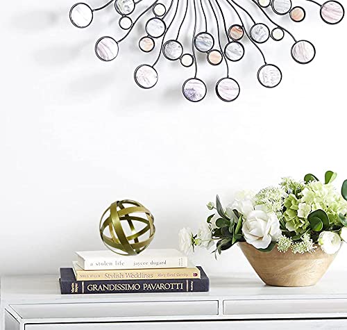 Decorative Sphere - Metal Band Sphere - Home Decor Accents - Tabletop Decorations for Living Room (Gold)