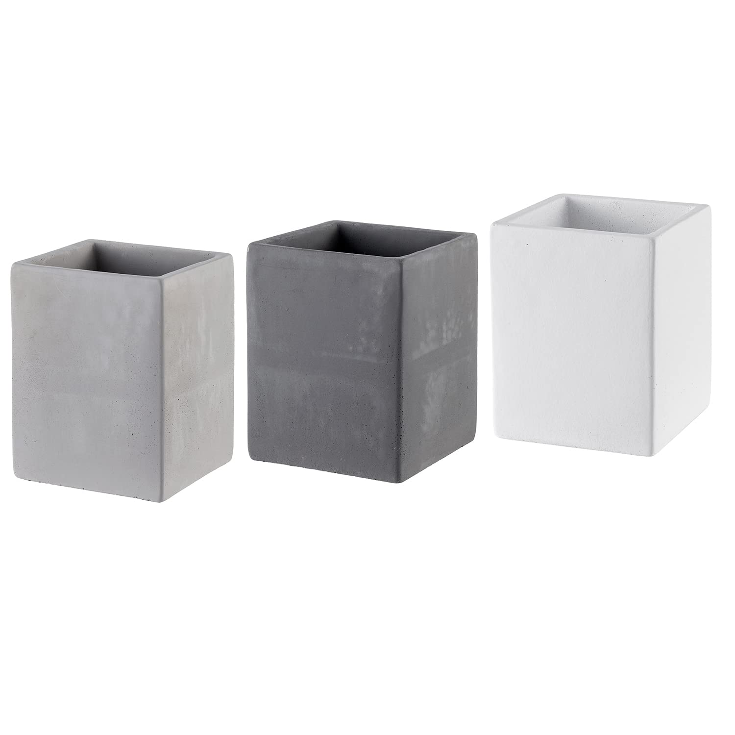 MyGift Deluxe Modern Gray Monochrome Concrete Kitchen Dining Utensil Holders - Cooking Tools and Accessories Storage Organizer Crocks, Set of 3