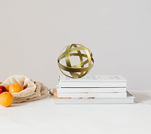 Decorative Sphere - Metal Band Sphere - Home Decor Accents - Tabletop Decorations for Living Room (Gold)