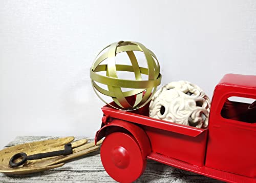 Decorative Sphere - Metal Band Sphere - Home Decor Accents - Tabletop Decorations for Living Room (Gold)