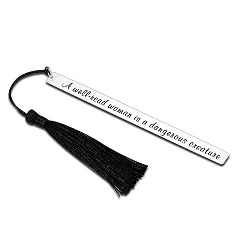 Christmas Bookmarks for Women Friend Book Lover Inspirational Birthday Valentines Day Gifts for Teen Girls Sister Teacher Boss Lady Her Bookworms A Well Read Woman is a Dangerous Creature Bookmarker