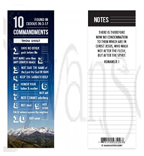 Christian Bookmarks - Inspirational Religious Bookmarks For Kids, Teens, Men or Women - Bible Bookmarks With Scriptures - 10 Commandments From Exodus 20:3-17 - Package of 25