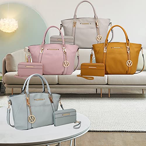 MKF Set Crossbody Satchel Bag for Women & Wristlet Wallet Purse β PU Leather Top Handle Tote β Shoulder Handbag