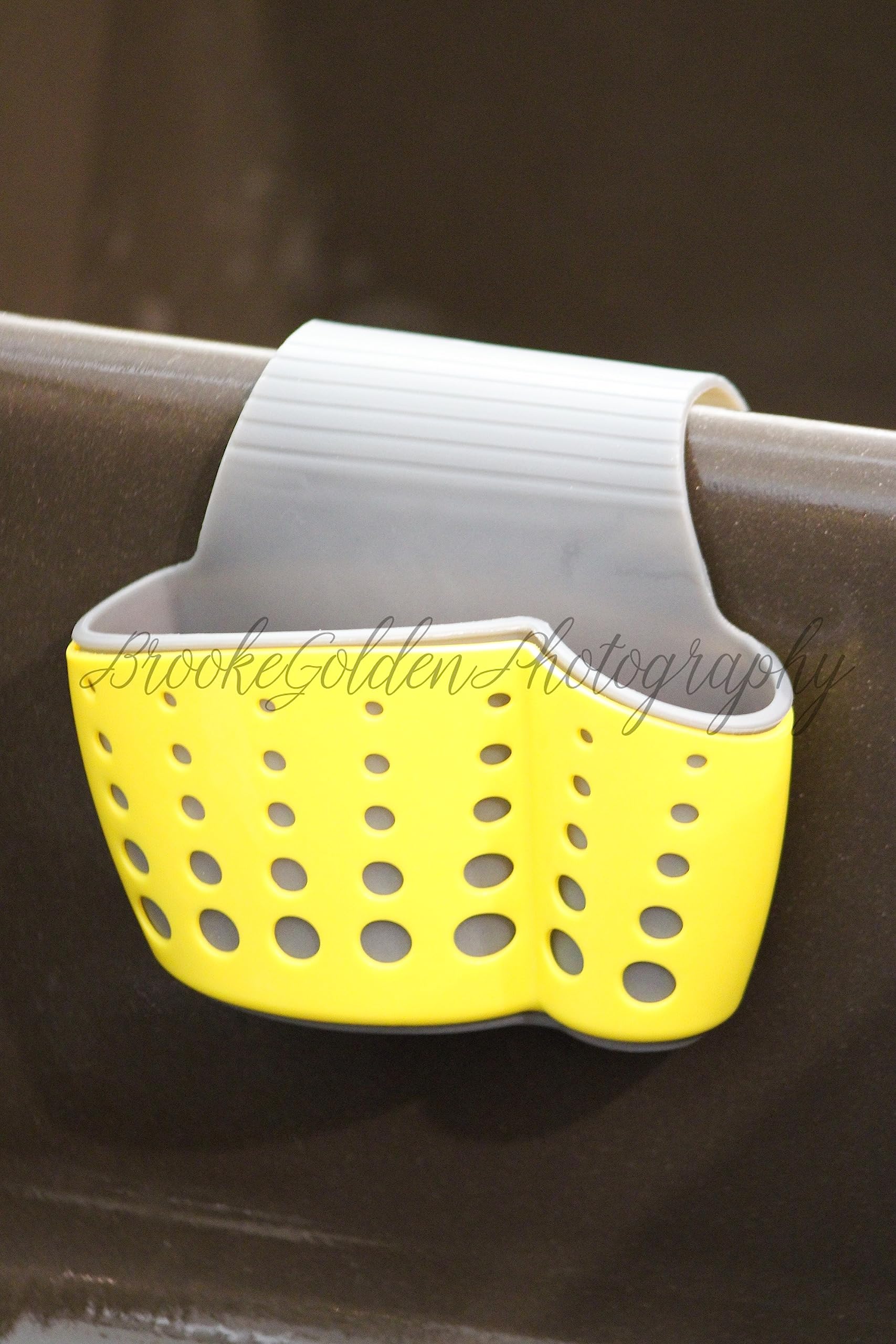 Sink Caddy Sponge Holder- Kitchen Sink Soap Holder-Plastic Saddle Faucet Caddy-Sink Organizer for Brushes, Sponges, Soap, Utensils (Yellow)