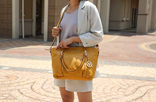 MKF Set Crossbody Satchel Bag for Women & Wristlet Wallet Purse β PU Leather Top Handle Tote β Shoulder Handbag