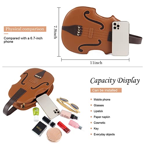 Oweisong Women Music Tote Bag Violin Purse Backpack Novelty Leather Piano Shoulder Crossbody Bag Handle Handbag for Ladies