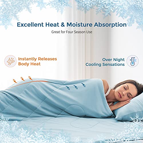 Kaisa Cooling Blanket for Hot Sleepers, Cooling Throw Twin Size, Double Side Cooling Technology, Light Weight Summer Blanket for Kids Adults, Cool Blanket for Bed Couch, Machine Washable, Blue