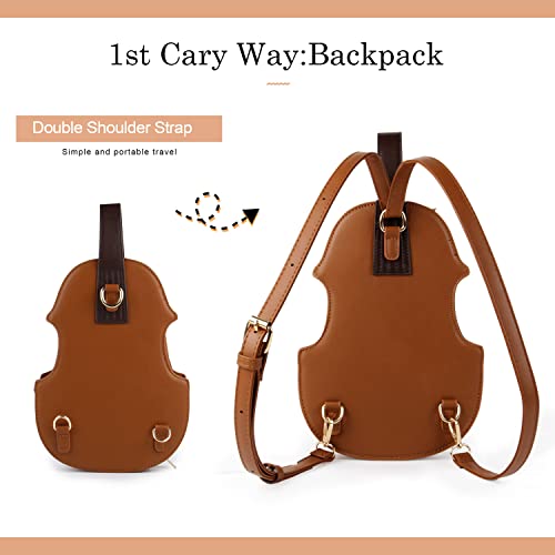 Oweisong Women Music Tote Bag Violin Purse Backpack Novelty Leather Piano Shoulder Crossbody Bag Handle Handbag for Ladies