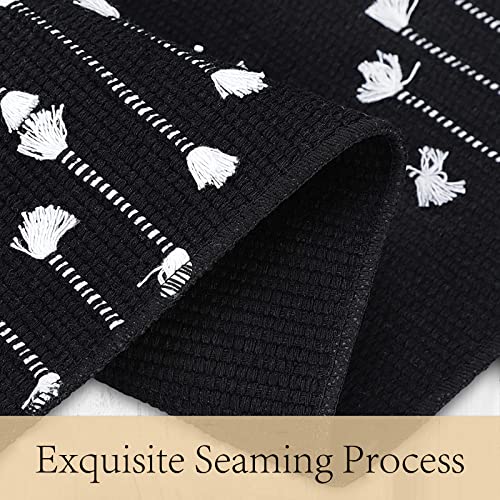 AGELMAT Boho Bathroom Rug 2' x 3',Woven Washable Small Black and White Area Rug for Bedroom,Moroccan Cotton Kitchen Rug Farmhouse Throw Rug Bohemian Bath Mat for Hallway Entry Doorway Laundry