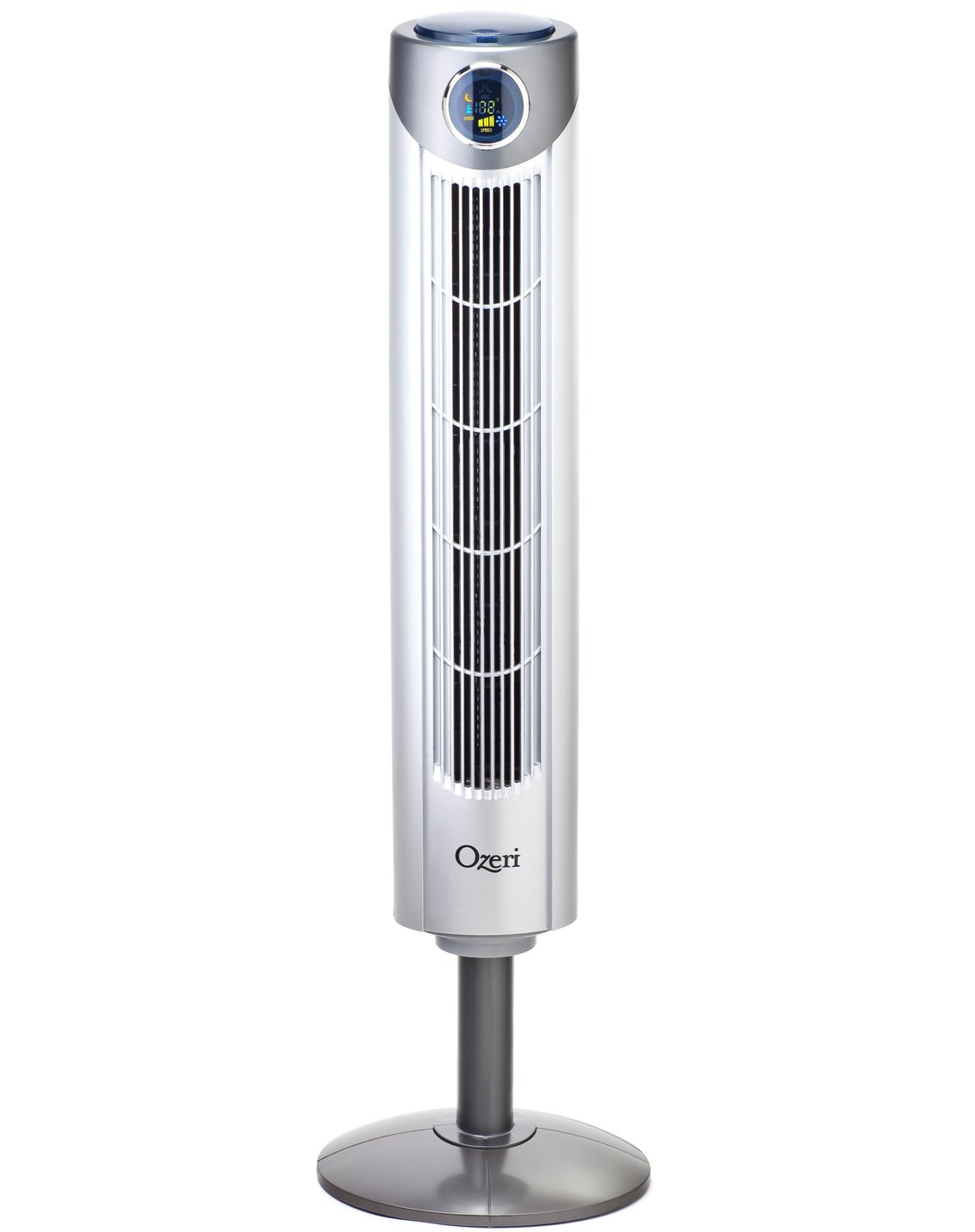 Ozeri Adjustable Oscillating Tower Noise Reduction Technology Ultra 42β Wind Fan, Silver