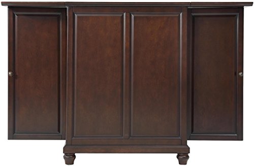 Crosley Furniture Cambridge Expandable Bar Cabinet with Storage Shelves, Drawer, and Wine Rack, Vintage Mahogany