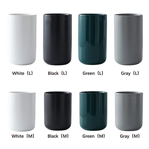Utensil Holder for Kitchen Counter, Matte Ceramic Kitchen Utensil Holder for Countertop with Non slip Unglazed Base, Cooking Utensils Caddy Organizer Crock for Farmhouse Kitchen Decor(Medium-Black)
