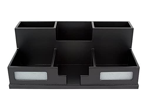 Victor 95255 Midnight Black Desk Organizer with Smartphone Holder, 10 1/2 x 5 1/2 x 4, Wood
