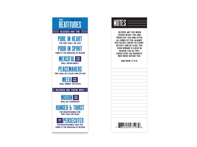 Christian Bookmarks - Inspirational Religious Bookmarks for Kids, Teens, Men or Women - Bible Bookmarks with Scriptures - The Beatitudes Bookmark (KJV) - Package of 25.