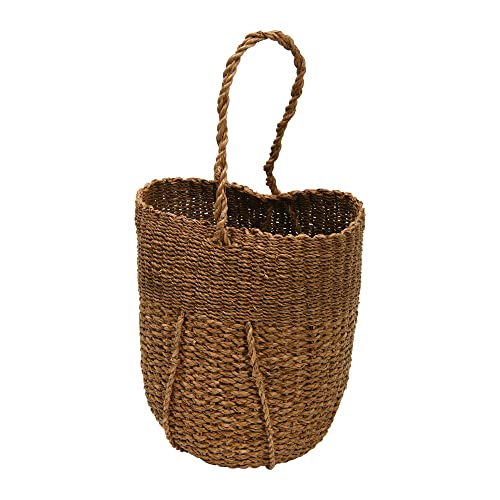 Creative Co-Op Hand-Woven Bankuan Bucket w/Handle, Natural Basket, 13" L x 13" W x 17" H