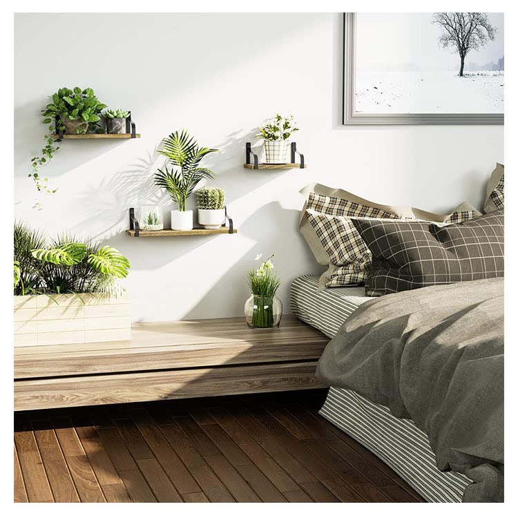 FARWIX Wall Shelves for Room Decor,Rustic Wood Floating Shelves, Wall Mounted Shelf Hanging Shelving for Living Room, Bathroom, Kitchen Wall Storage,Set of 3 Wall Shelf for Plants, Books