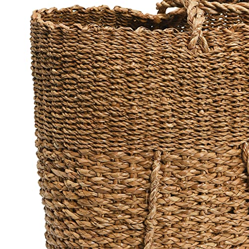Creative Co-Op Hand-Woven Bankuan Bucket w/Handle, Natural Basket, 13" L x 13" W x 17" H