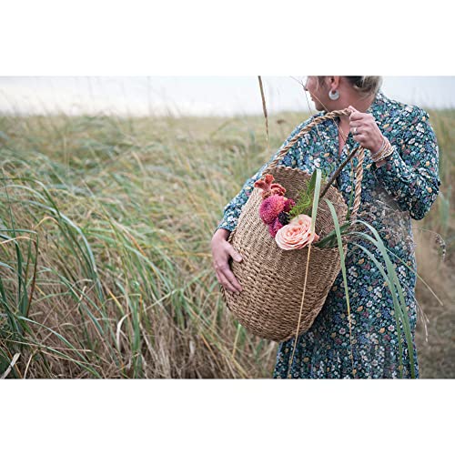 Creative Co-Op Hand-Woven Bankuan Bucket w/Handle, Natural Basket, 13" L x 13" W x 17" H