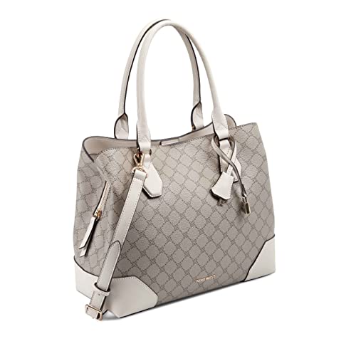 NINE WEST womens Brooklyn Carryall satchel, Beige Logo/Milk, one size US