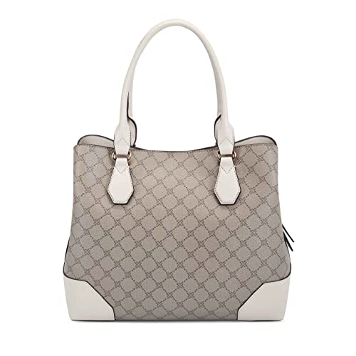 NINE WEST womens Brooklyn Carryall satchel, Beige Logo/Milk, one size US
