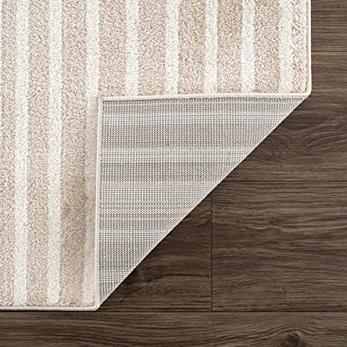 Abani Rugs Beige Arch Pattern Knot Modern Print Premium Area Rug - Contemporary No-Shed Neutral 6’ x 9’ Bedroom Rug