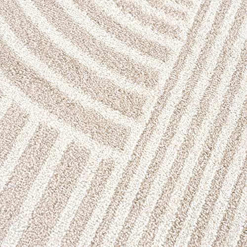 Abani Rugs Beige Arch Pattern Knot Modern Print Premium Area Rug - Contemporary No-Shed Neutral 6’ x 9’ Bedroom Rug