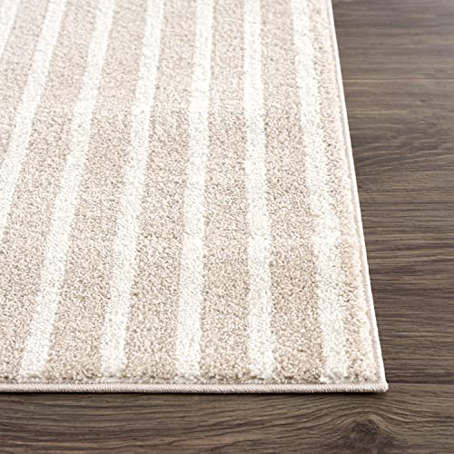 Abani Rugs Beige Arch Pattern Knot Modern Print Premium Area Rug - Contemporary No-Shed Neutral 6’ x 9’ Bedroom Rug